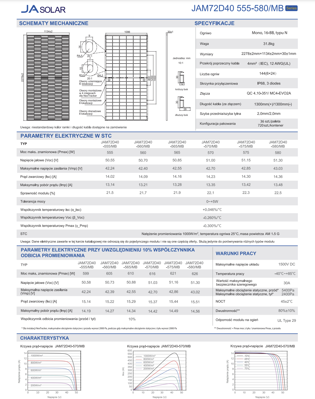 Panel fotowoltaiczny JA Solar 570 JAM72D40-570 MB Bifacial SF - Dobra ...