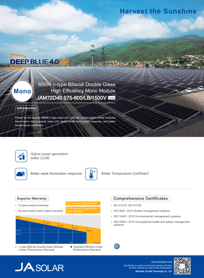 Panel fotowoltaiczny JA Solar 590 JAM72D40-590 LB Bifacial SF - Dobra ...
